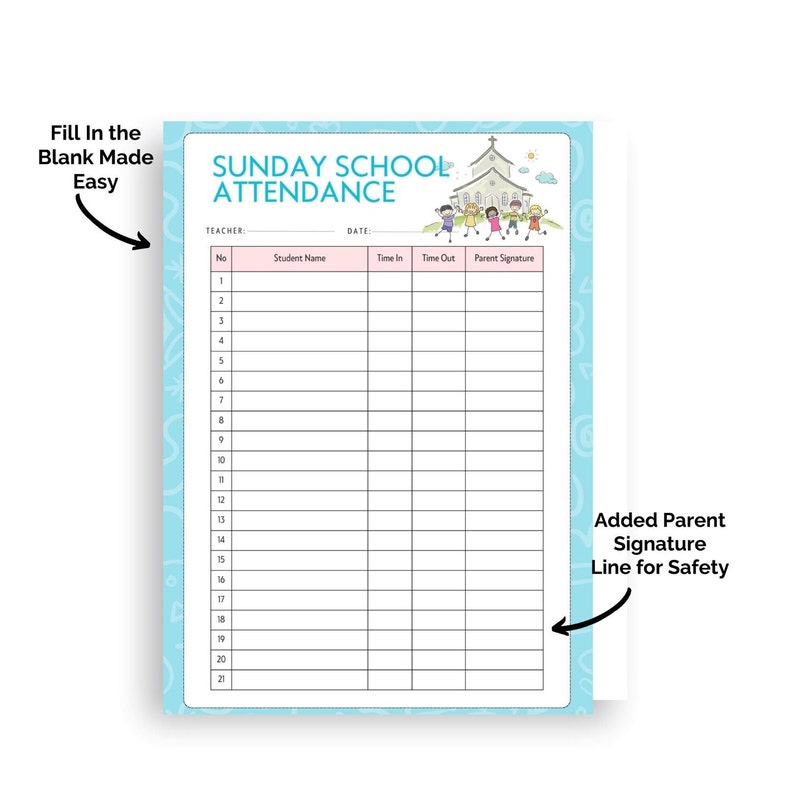 Sunday School Attendance, Attendance Tracker, Kids Attendance ...