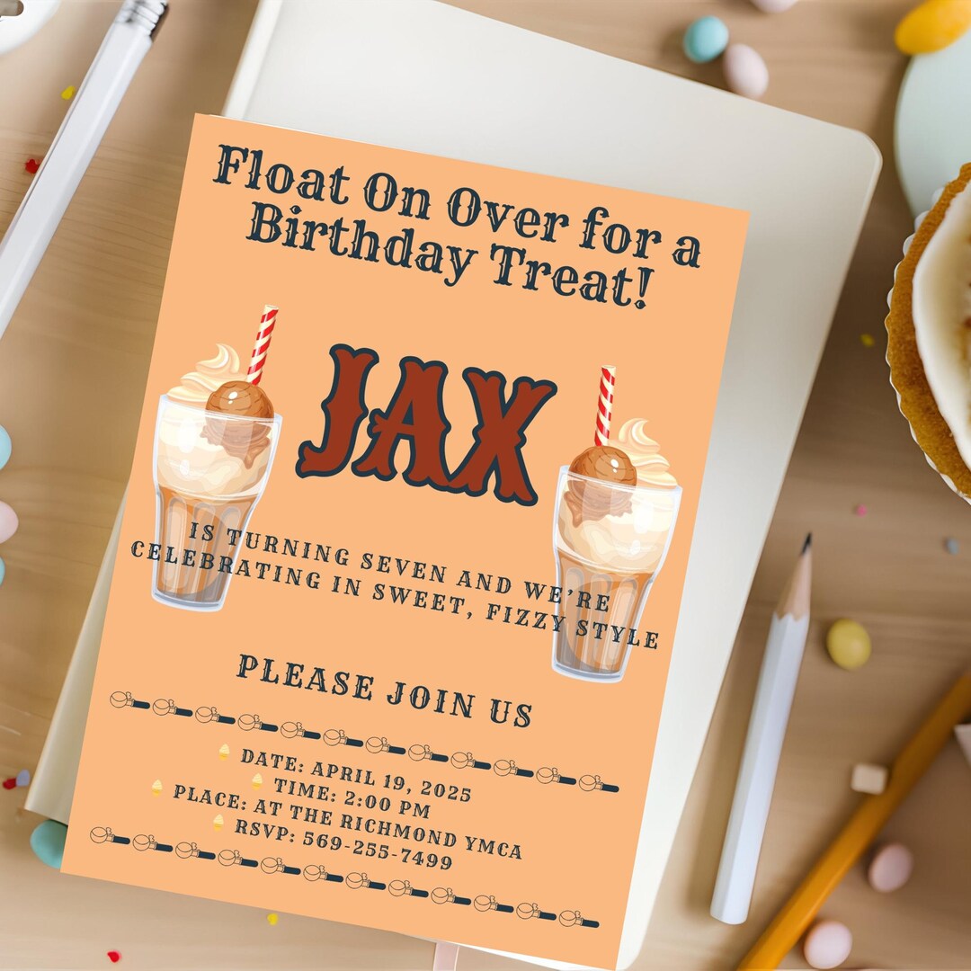 Root Beer Party Invitation, Kids Birthday Party Invitation, Canva ...