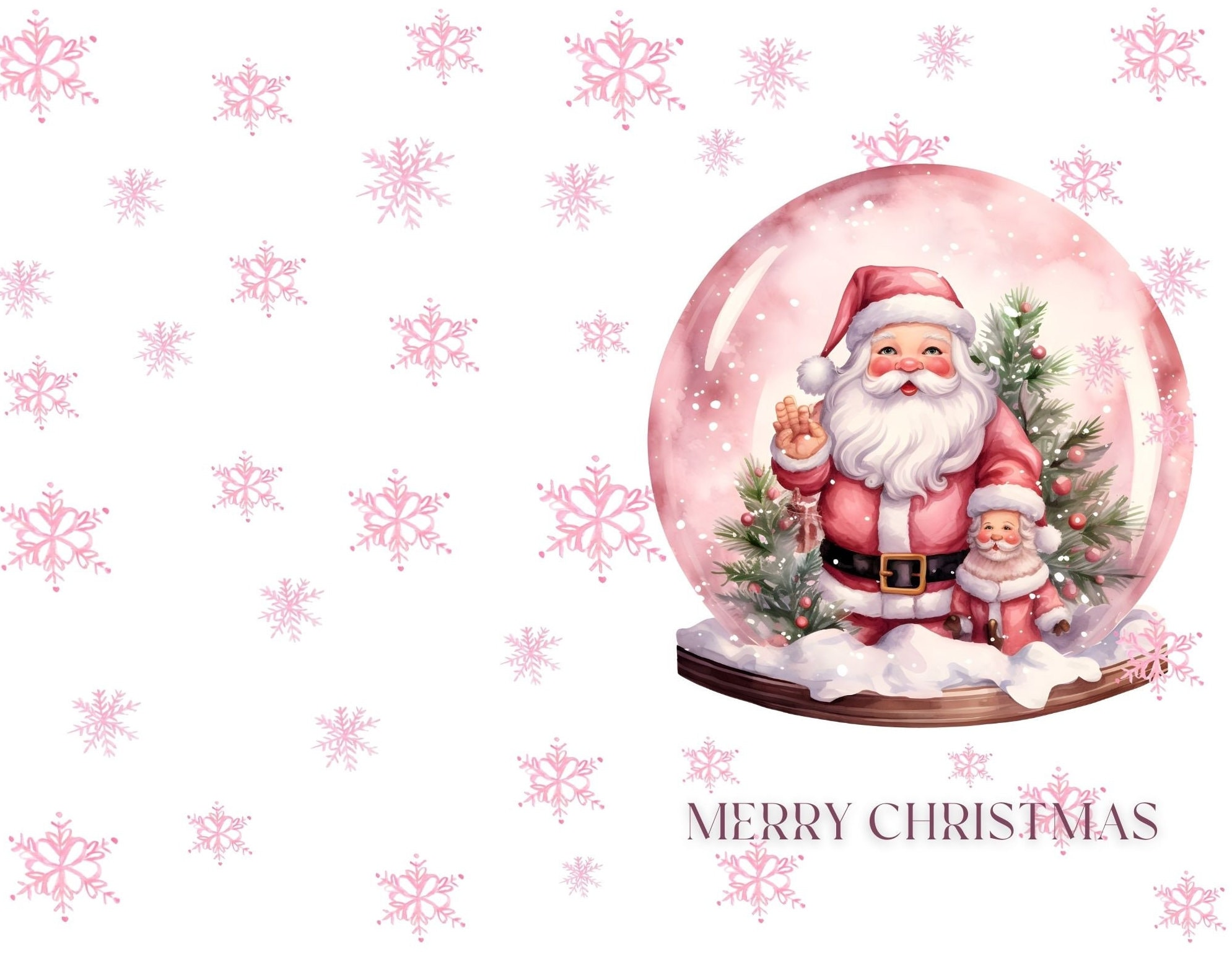 Pink Christmas Cards. Printable Holiday Cards. Christmas Card Pack ...