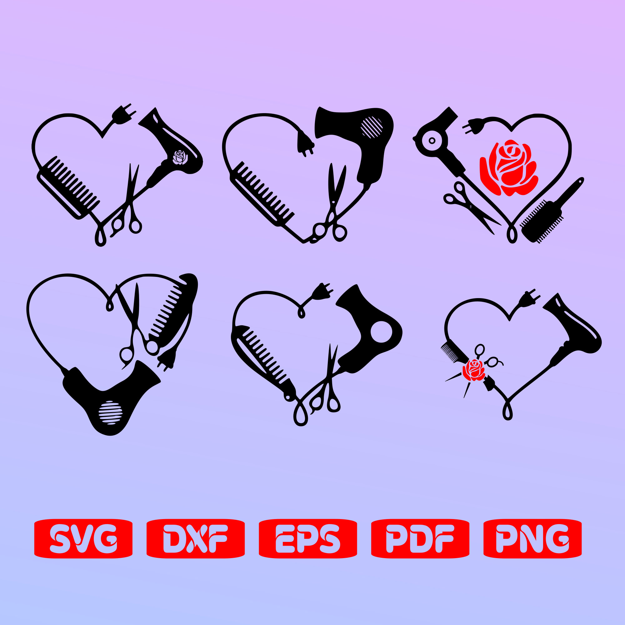 Hairdresser Heart Svg Hair Dresser Heart Made of Tools Svg - Etsy