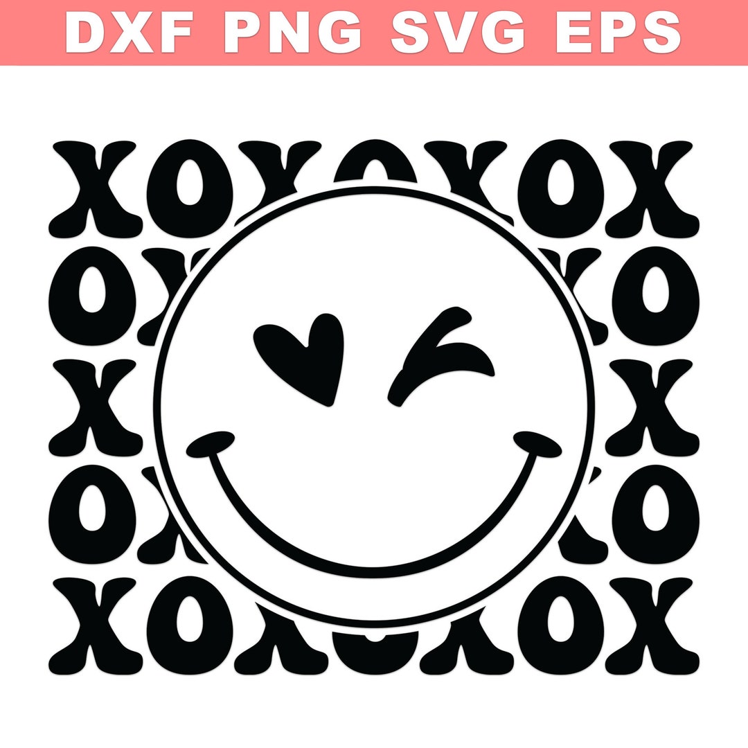 Love Happy Face SVG, Retro Smiley Face Svg, XOXO SVG Smile Png ...