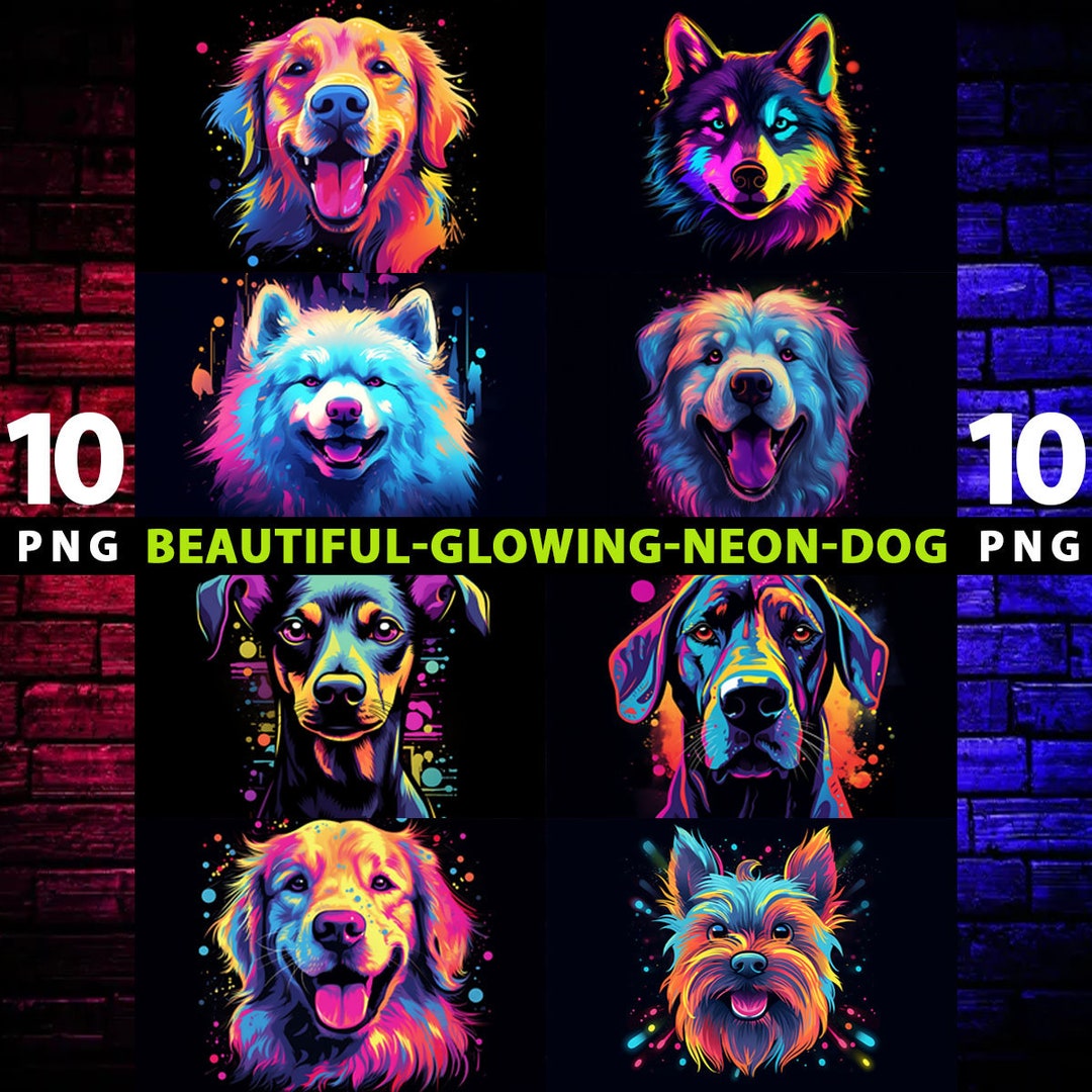 Colorful Dogs PNG Bundle, Dogs Tshirt Design Bundle, Dog Breeds Clipart ...