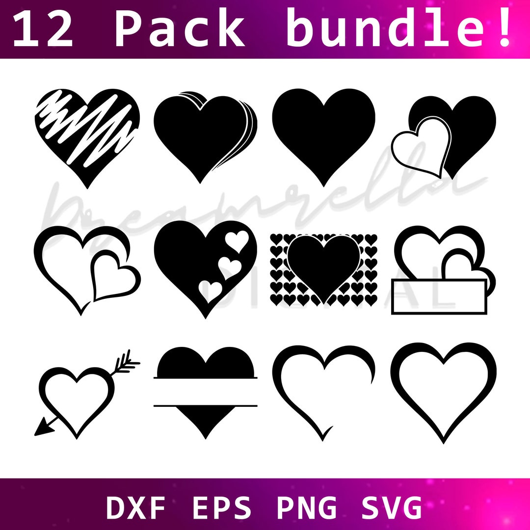 Hearts Svg Bundle, Heart Cut Files for Cricut, Heart Clipart, Hearts ...