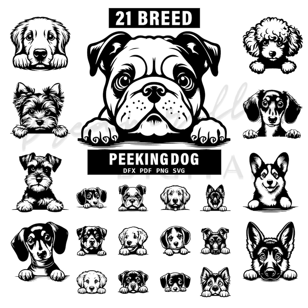 Adorable Peeking DOG SVG, Cute Peeking DOGS Breed Face Svg, Files for ...