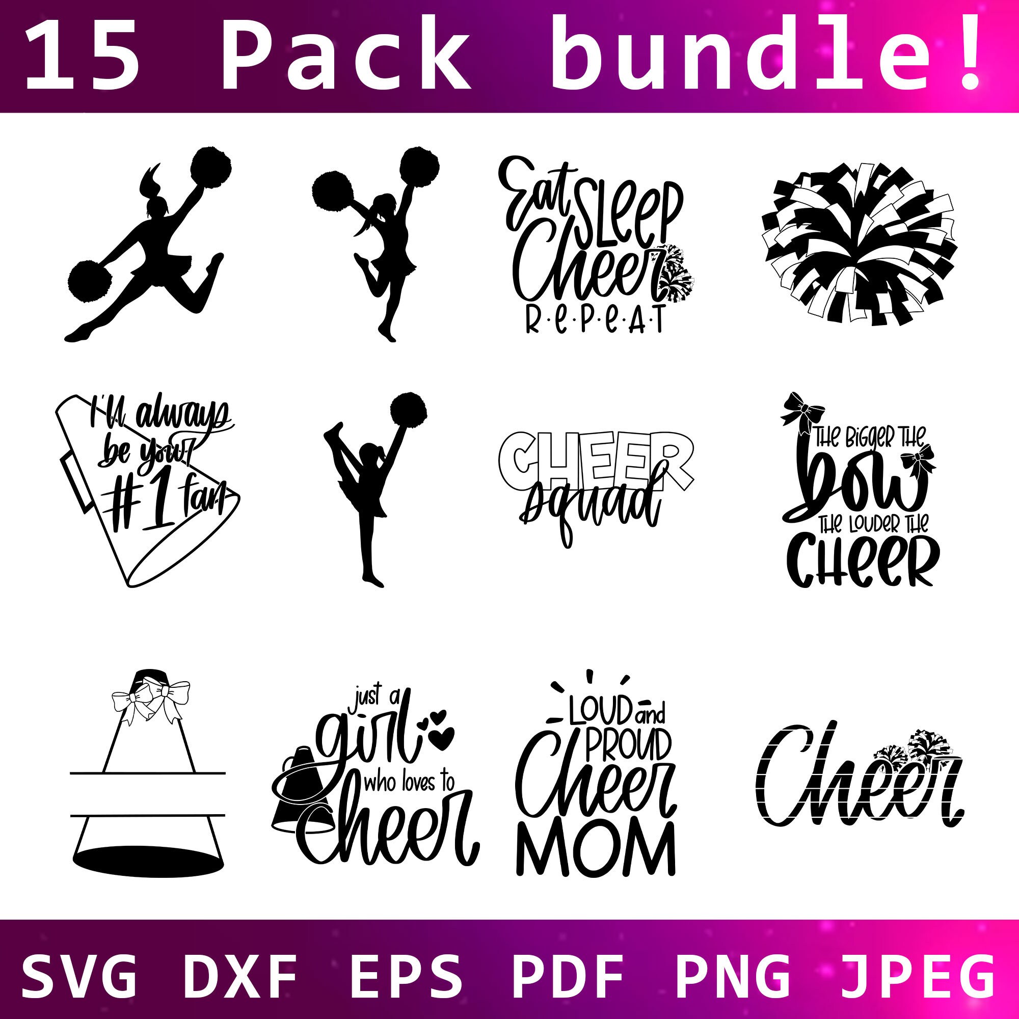 Cheer Svg Bundle, Cheerleading SVG Bundle, Cheer Big SVG, Cheer Team ...
