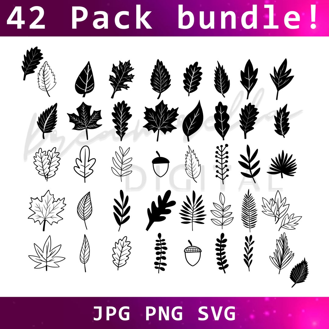 40 Leaves SVG Bundle, Plant Svg, Leaf Svg, Cricut Silhouette SVG, Leaf ...