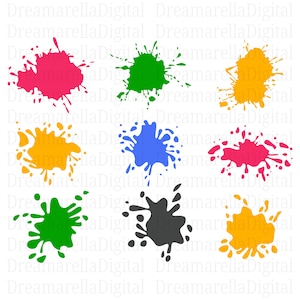 Paint Splats Svg Bundle, Paint Svg, Splash Clipart, Ink Splatter SVG ...