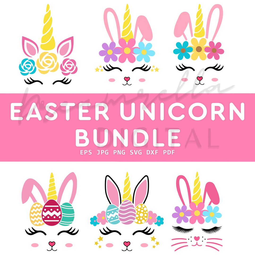 Easter Bunny Unicorn SVG Bundle, Eggs Unicorn Svg, Unicorn Cut File ...