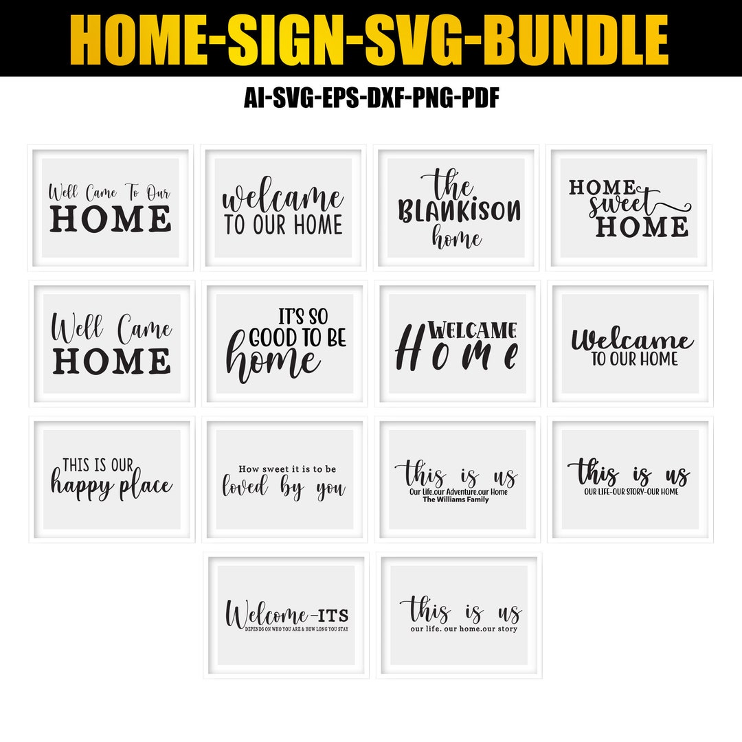 Home Sign SVG Bundle, Family Sign Svg, Home Decoration Clipart ...