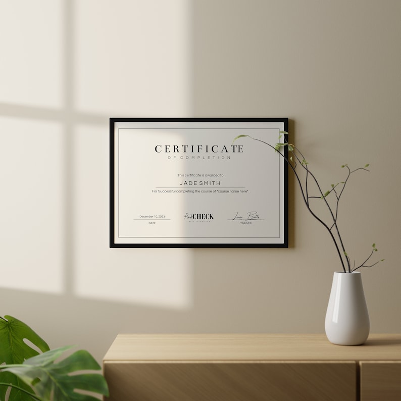 Minimalist Certificate,editable Certificate, Template, DIY Completion ...