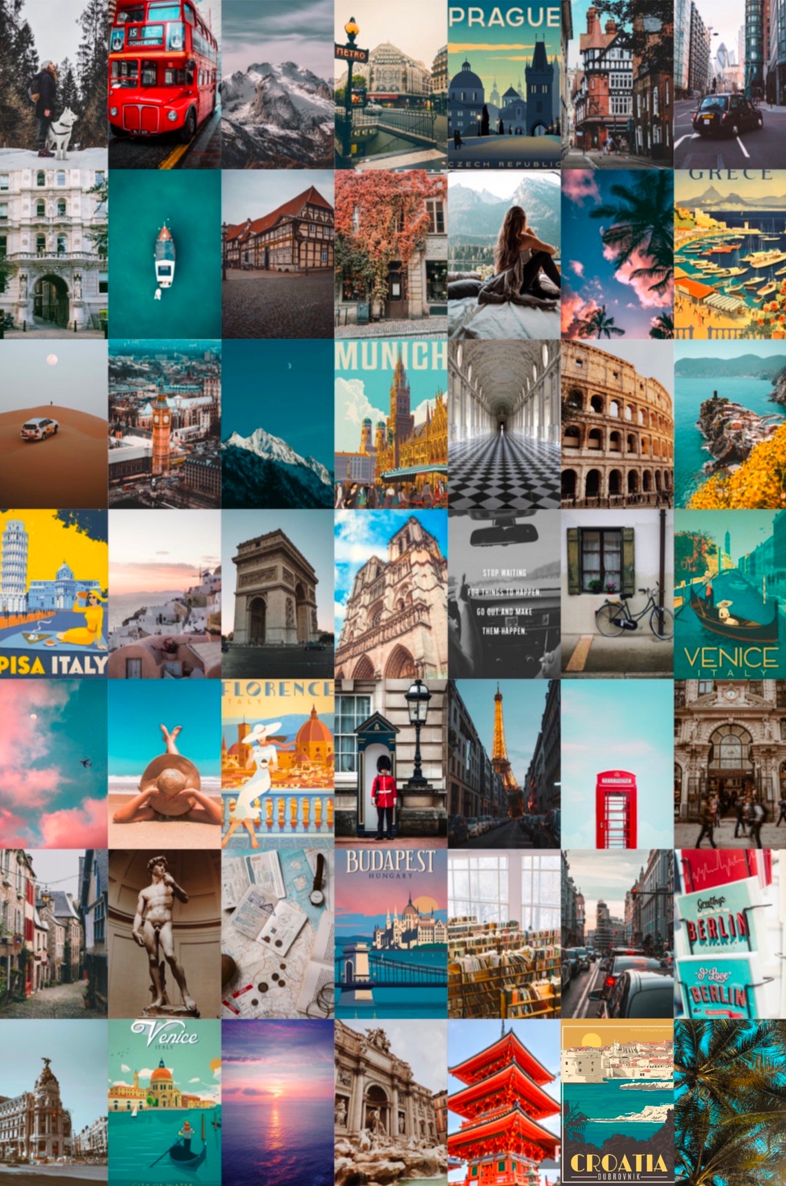Wanderlust Aesthetic Wall Collage Kit, Travel Photo Collage Kit Wall ...