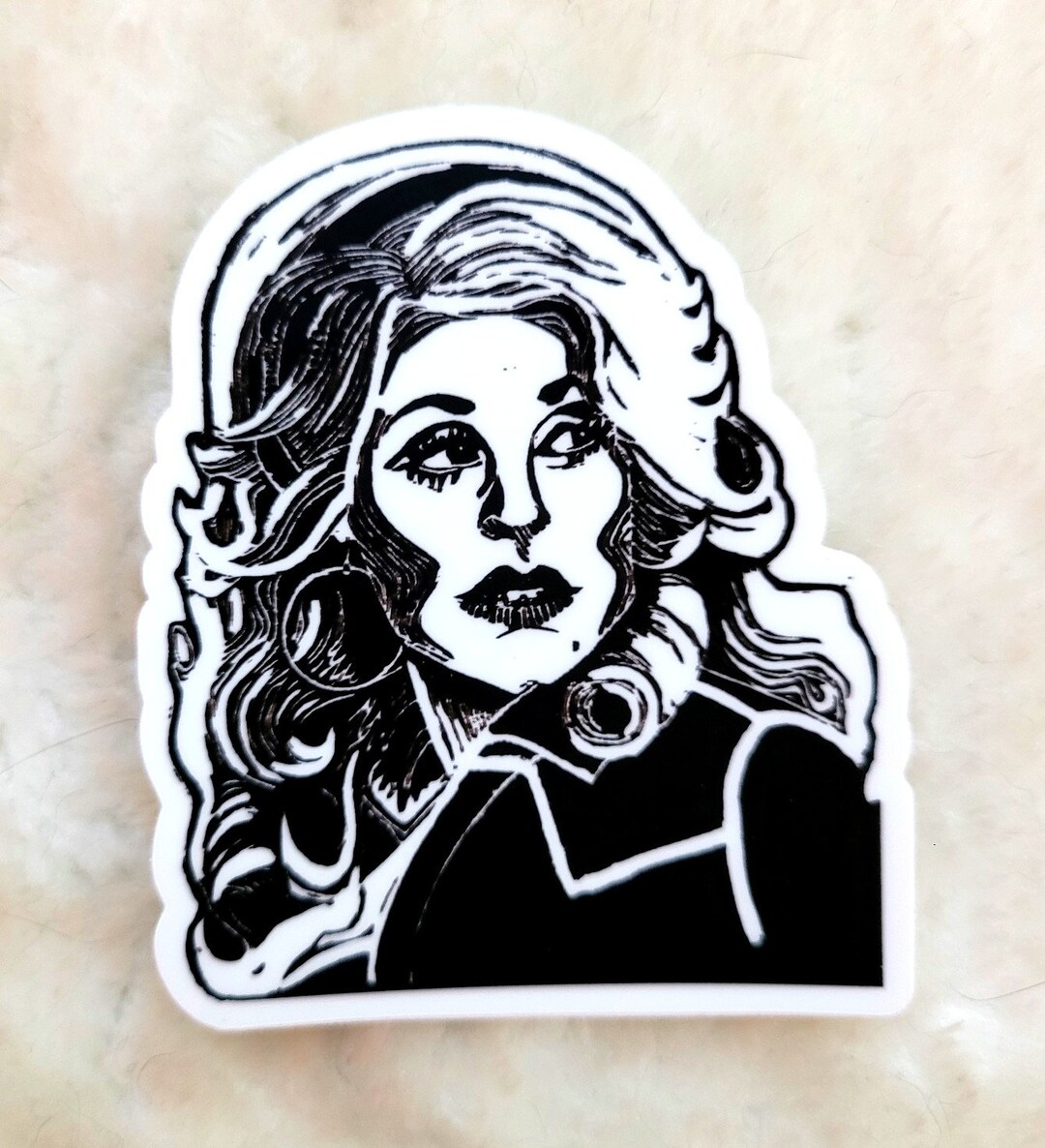Dolly Parton Vinyl Sticker Linocut - Etsy