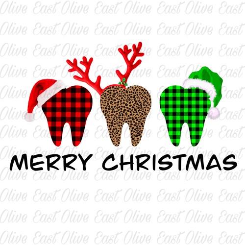 Merry Christmas Teeth Dental Christmas Png Dental Design - Etsy