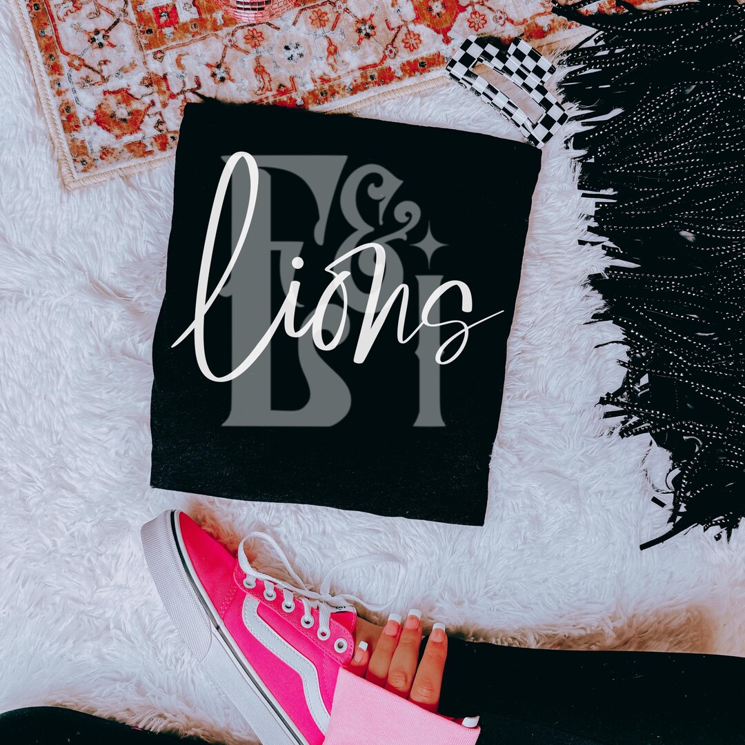 Lions Hand Lettered Script Mascot Name Digital Download PNG Sublimation ...