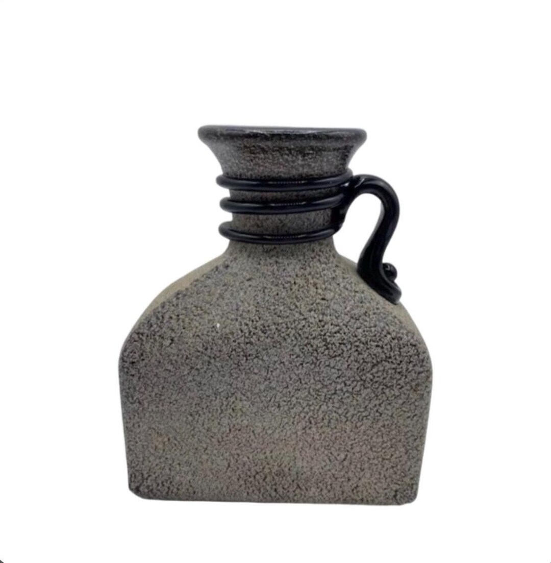 Vintage Lafiore Scavo Glass Vase: Black Modernist Textured Vase, 6" - Etsy