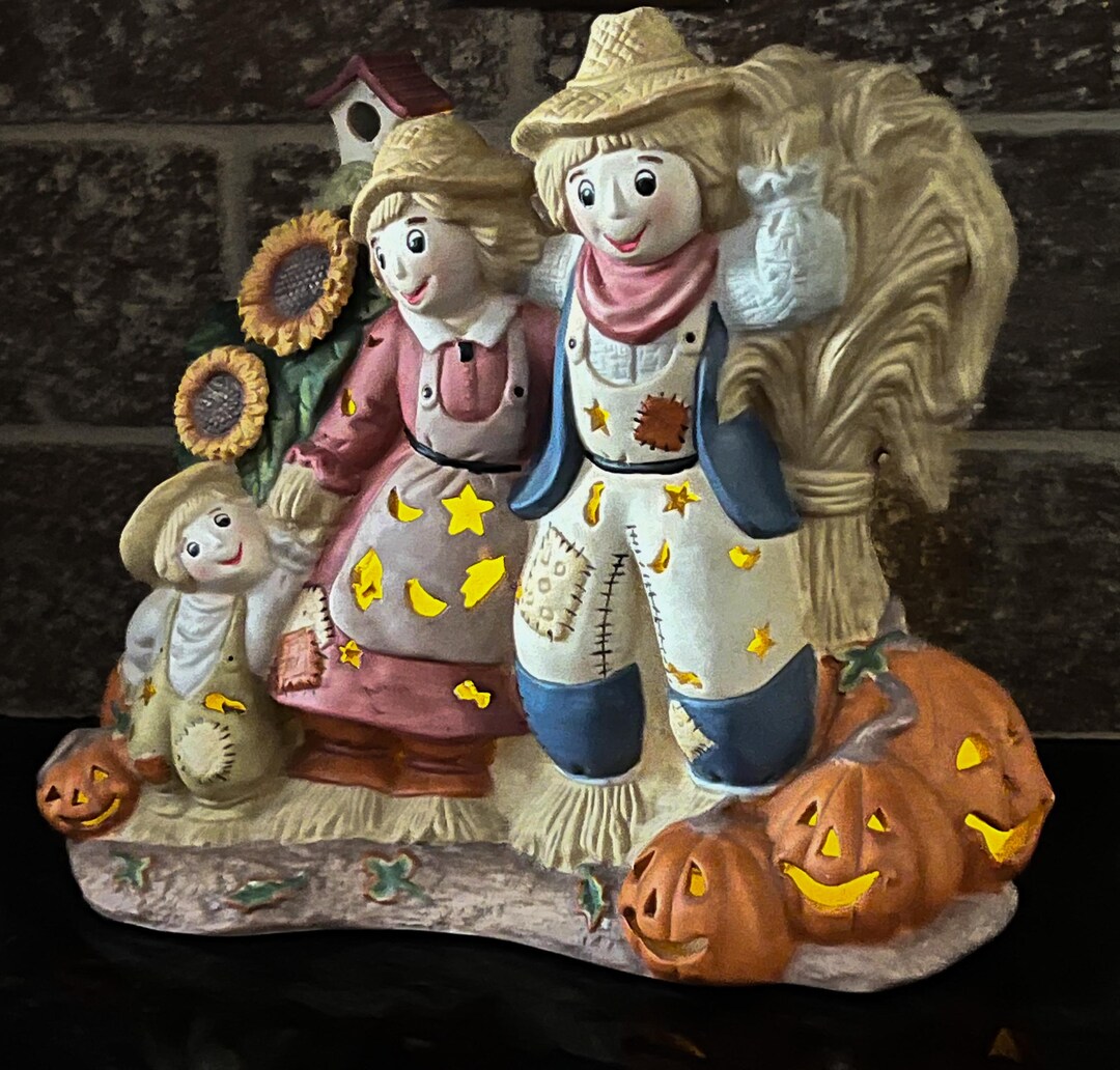 Partylite Scarecrow Family Tealight Holder: Fall Halloween Decor - Etsy