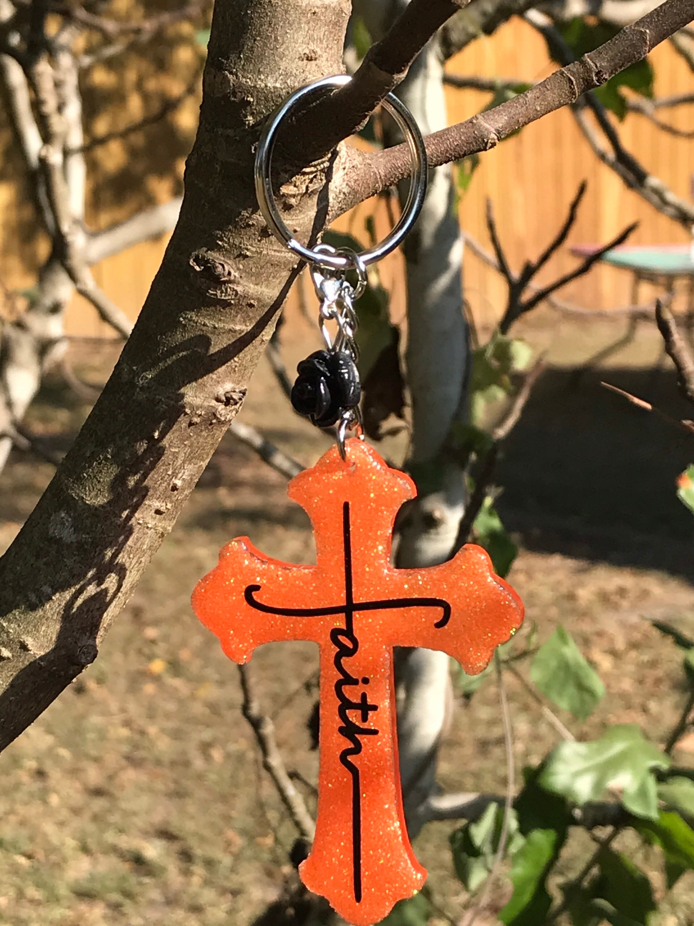 Faith Keychain Cross Keychain Faithcross Faith Cross - Etsy