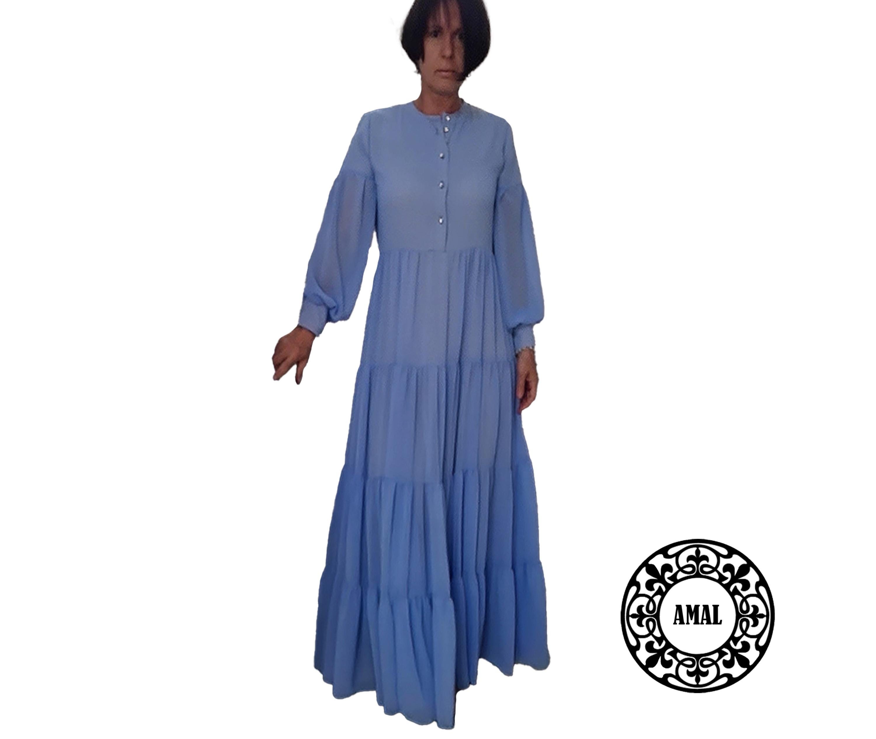 AMAL Muslim. Basic Solid Color Chiffon Maxi Dress With Lining, Long ...