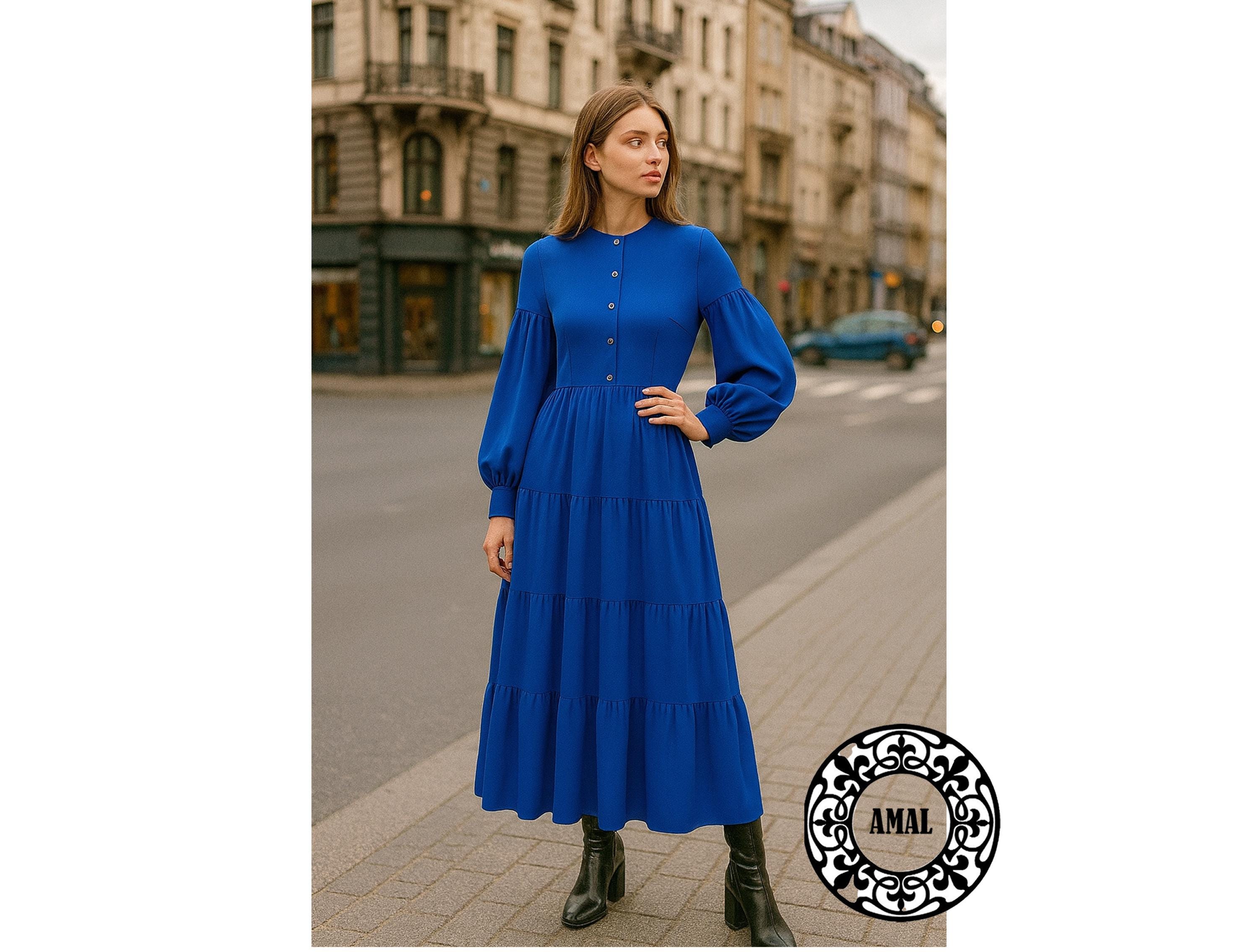 AMAL Muslim. Basic Solid Color Chiffon Maxi Dress With Lining, Long ...
