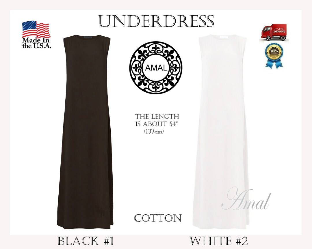 AMAL Womens COTTON Knitted Petticoat, 32 Colors, 54'', Underdress ...