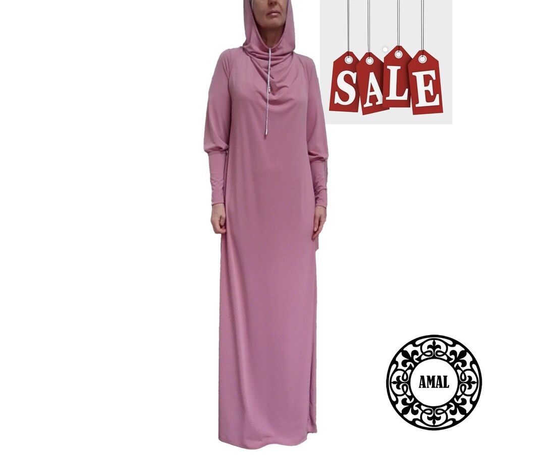 AMAL MUSLIM. Pink Maxi Dress for Prayer. Islamic Hijab. USA. Model 35 ...