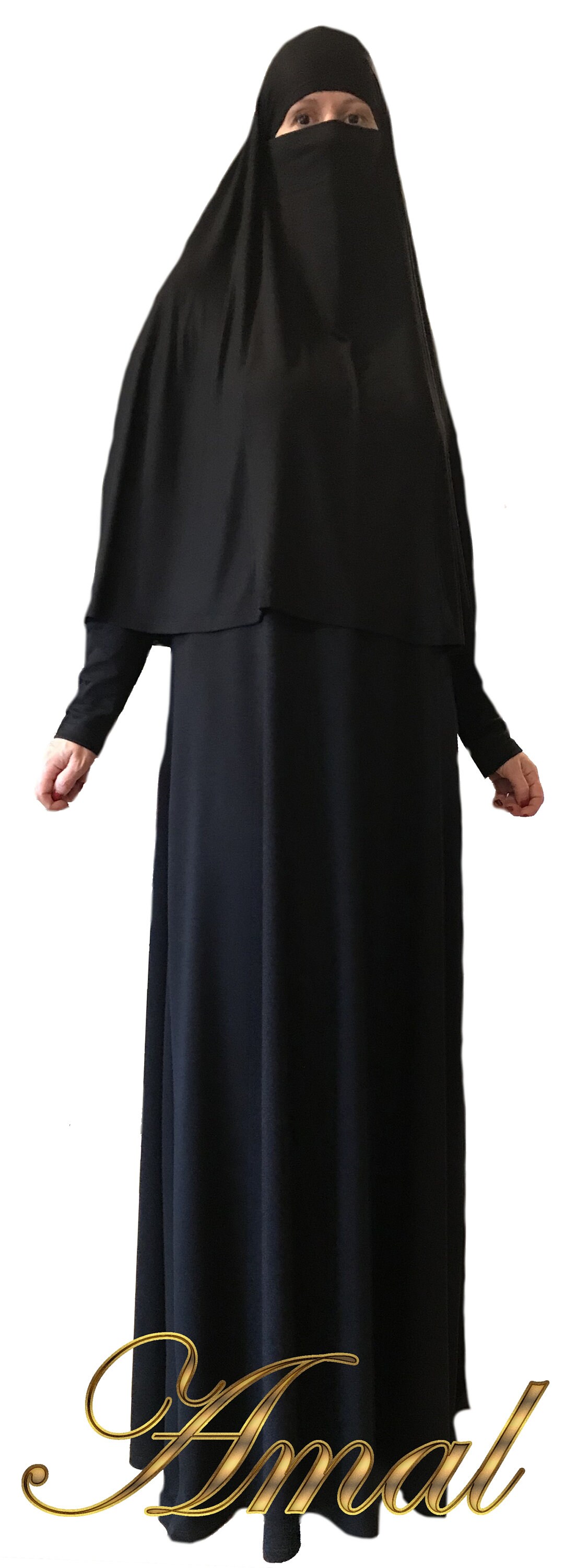 AMAL MUSLIM. Niqab and Dress. Women Burka. Overhead Jilbab. Hijab ...