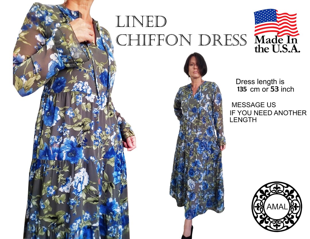 AMAL. Print Chiffon Dress. Xs-5xl. Islamic Hijab. USA. Model 15. - Etsy