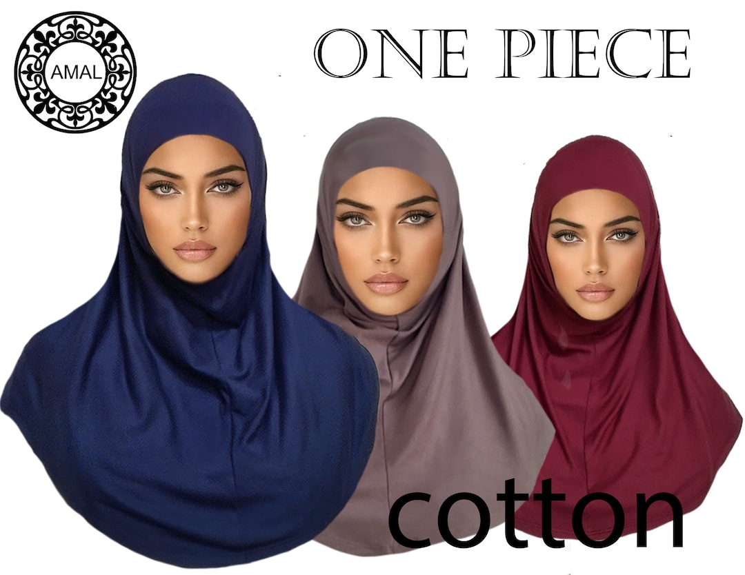 AMAL Muslim, COTTON One Piece Hijab, Solid Cover, USA - Etsy