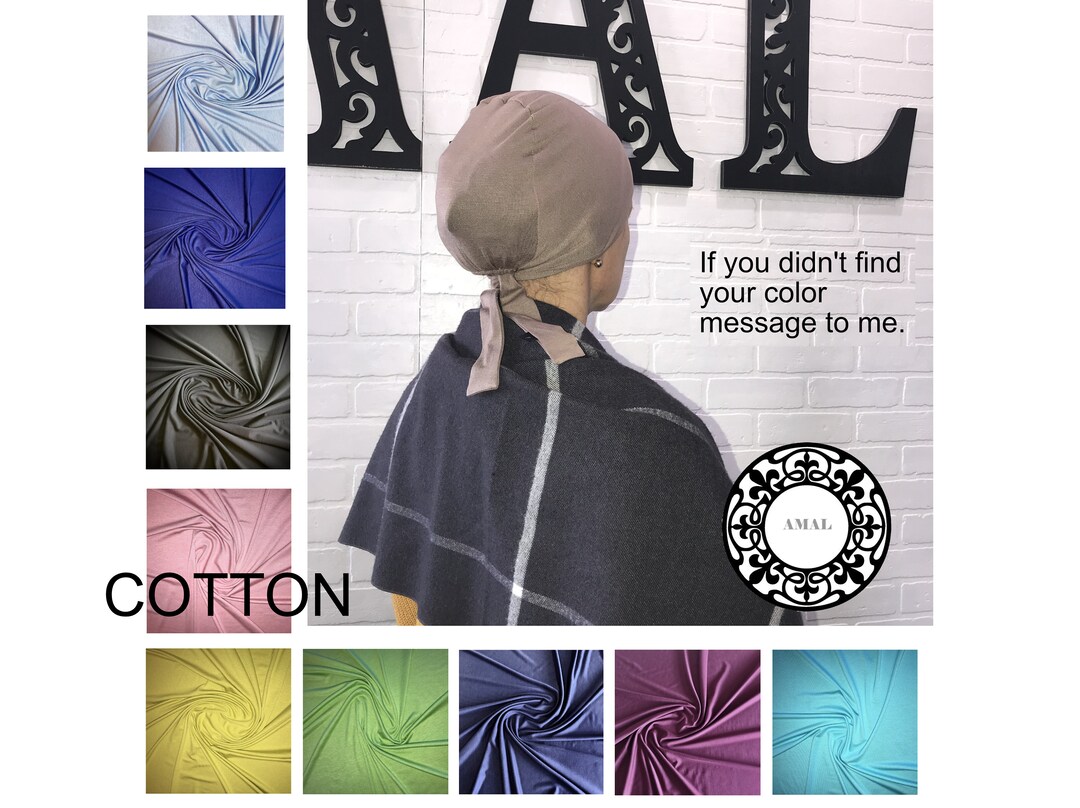 AMAL Muslim Jersey Bonnet Cap, COTTON, Under Scarf Head, Wraps for ...