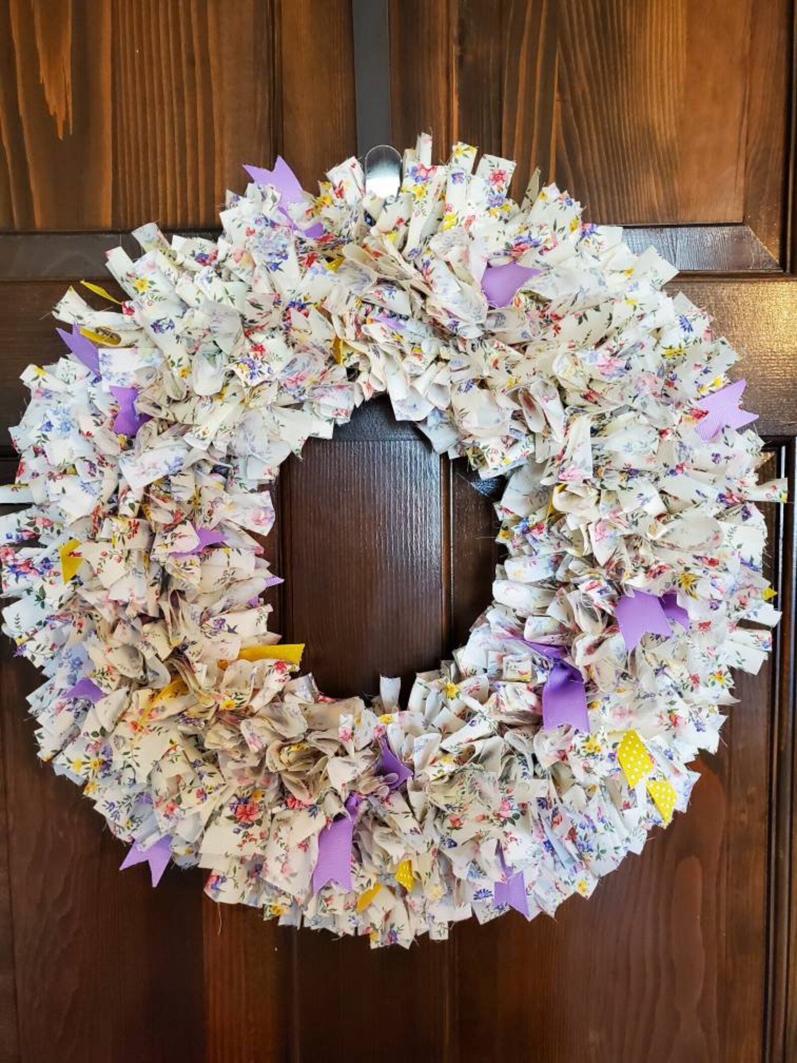 Cream Floral Ribbon Rag Wreath Romantic Shabby Farmhouse - Etsy