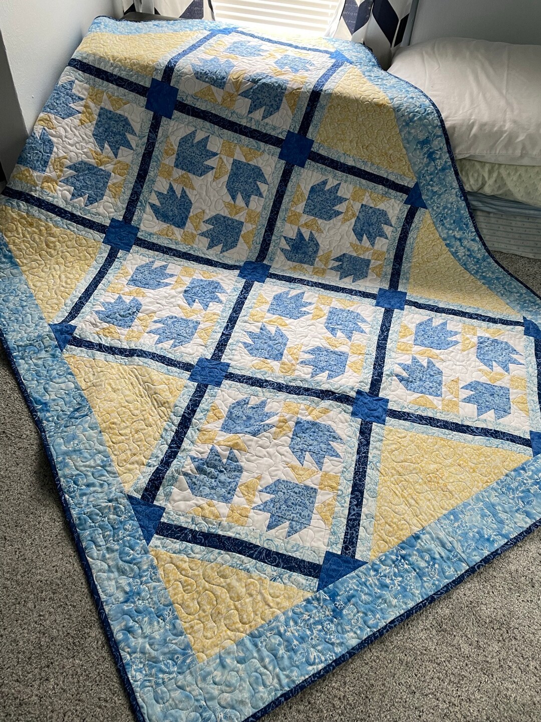 Swirling Thistle Batik Quilt Kit Featuring Honey Blue by Island Batik ...
