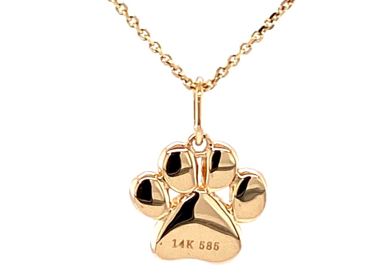 14k Diamond Paw Print Diamond Dog Paw Necklace Dog Paw Print - Etsy