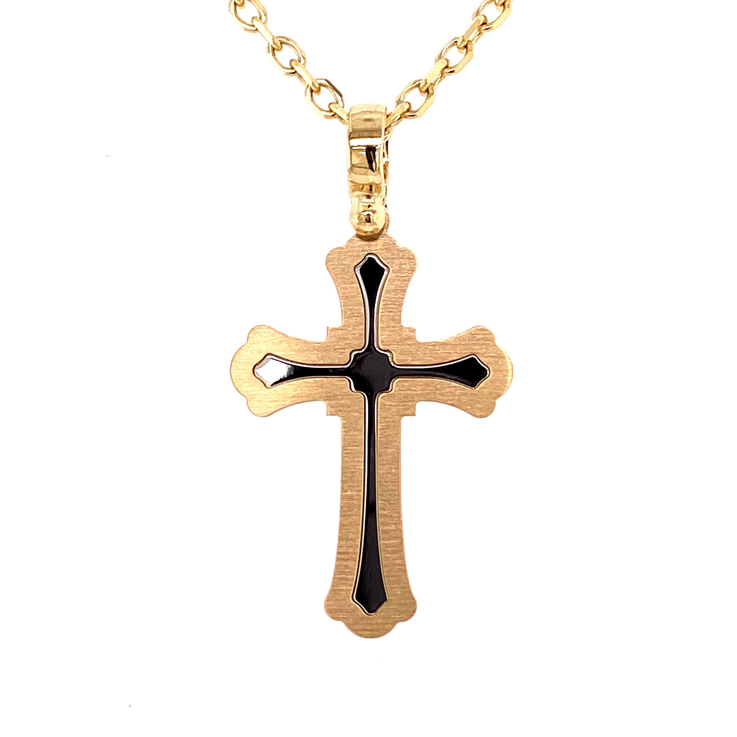 Two Tone Italian Made 14k Solid Gold Cross Pendant Charm - Etsy