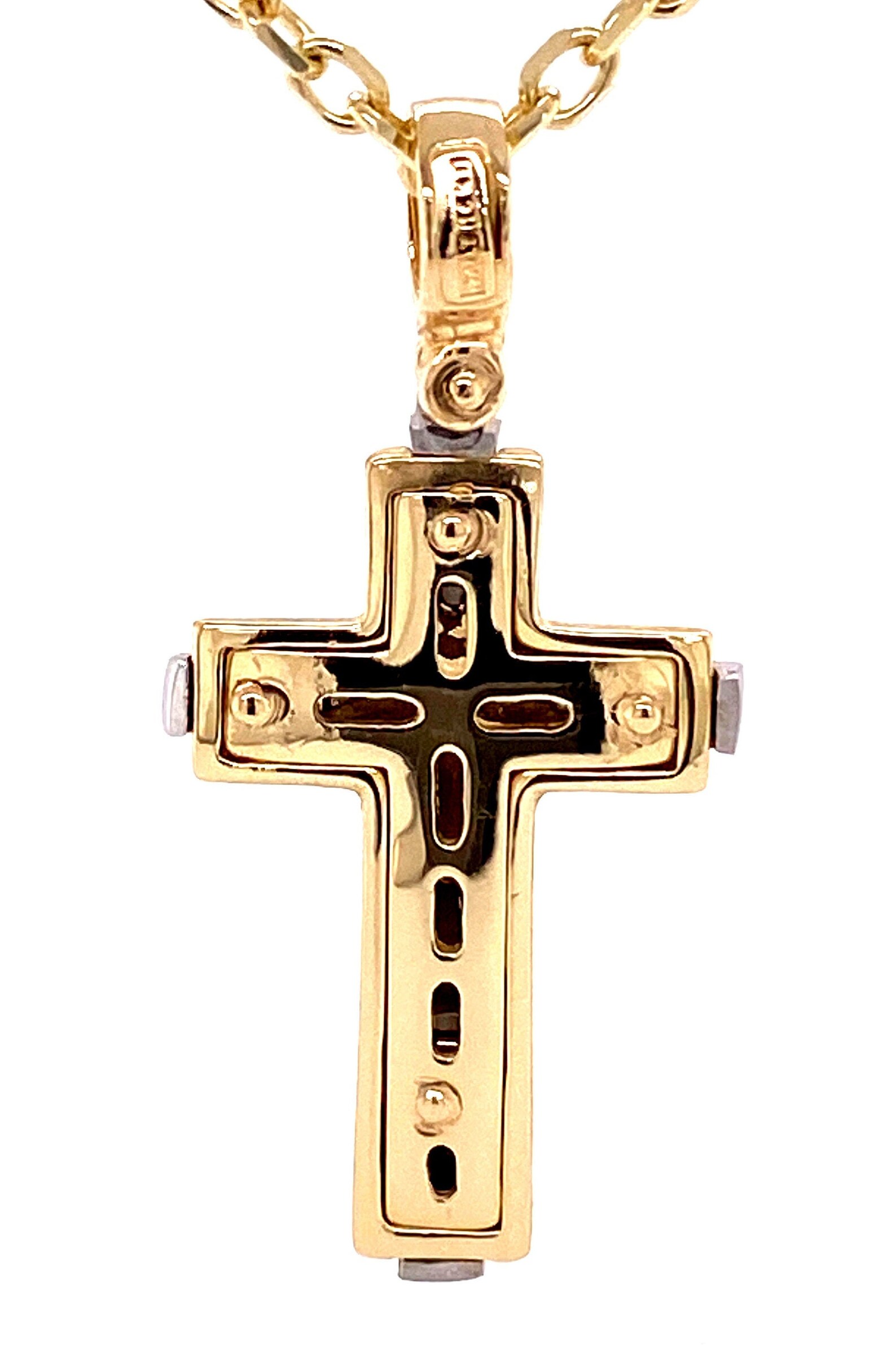 Two Tone Italian Made 14k Solid Gold Cross Pendant Charm | Etsy