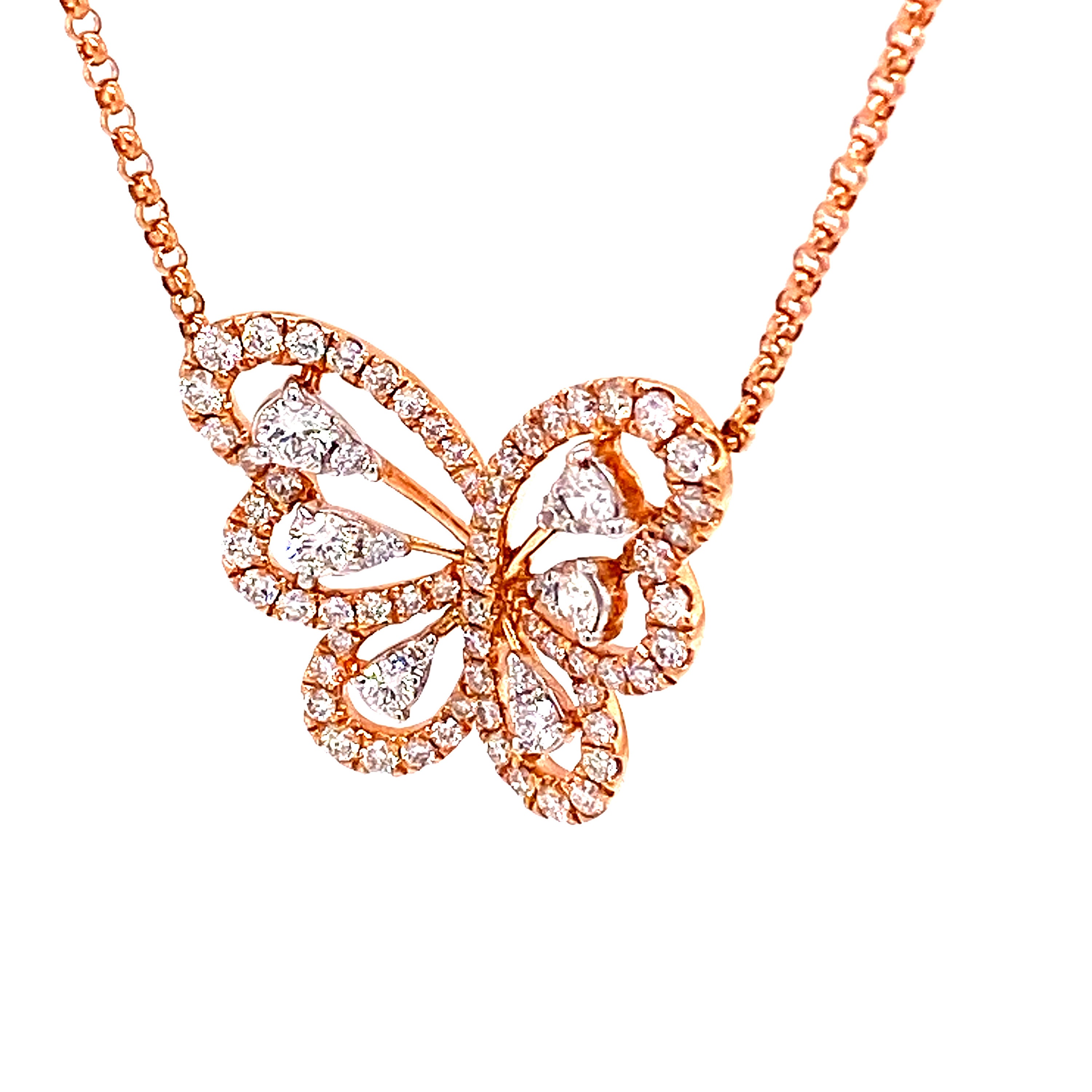18k Gold Diamond Butterfly Pendant Necklace / Diamond | Etsy
