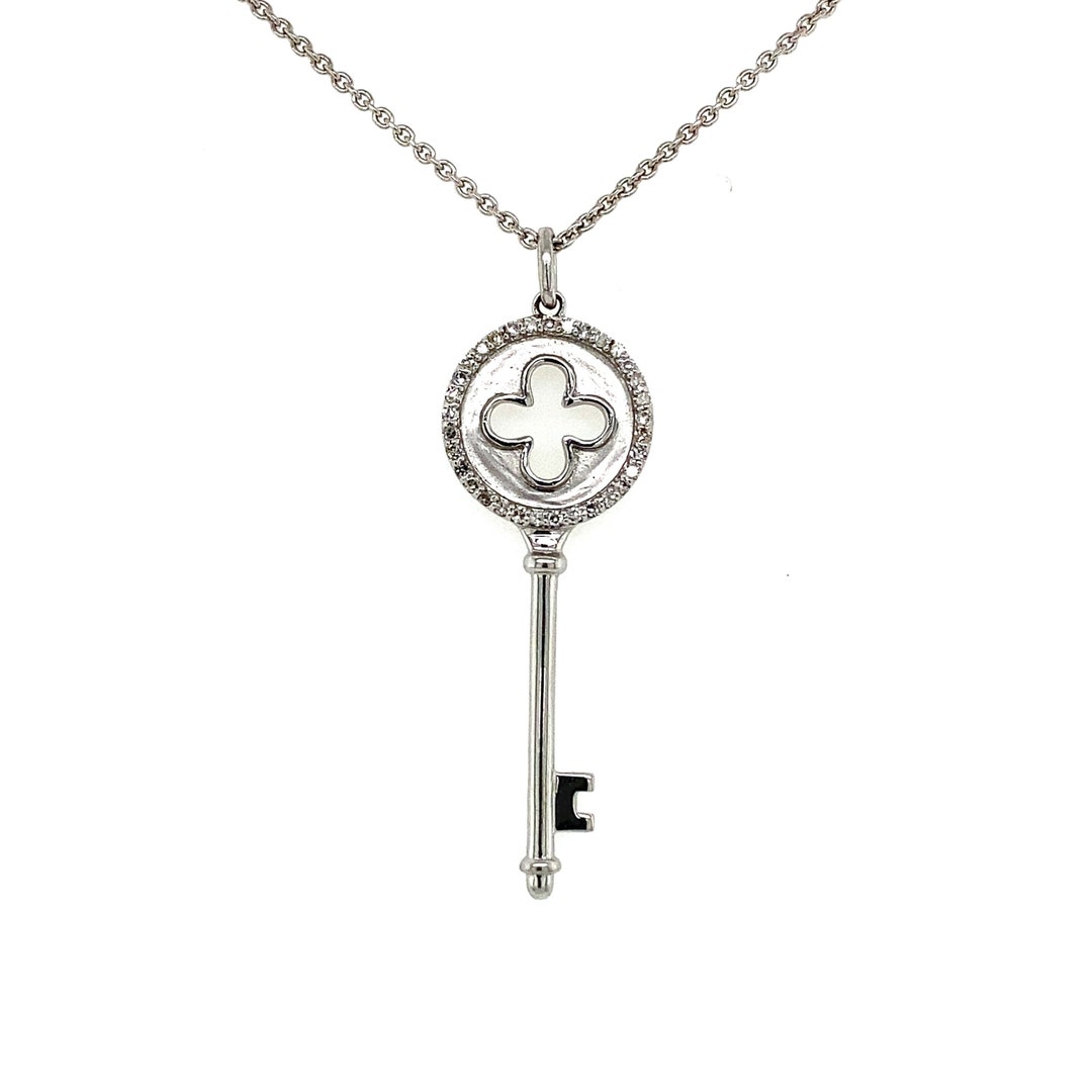 14k Gold Diamond Key Lock / Clover Key Lock With Diamonds / Pave ...