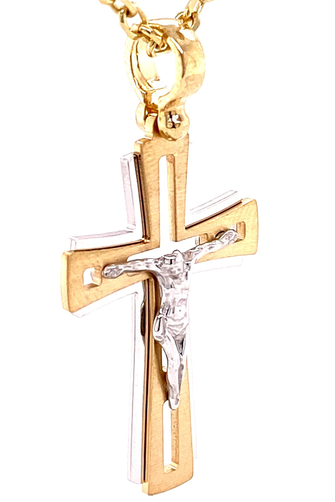 Two Tone Italian Made 14k Gold Crucifix Cross Pendant Charm - Etsy