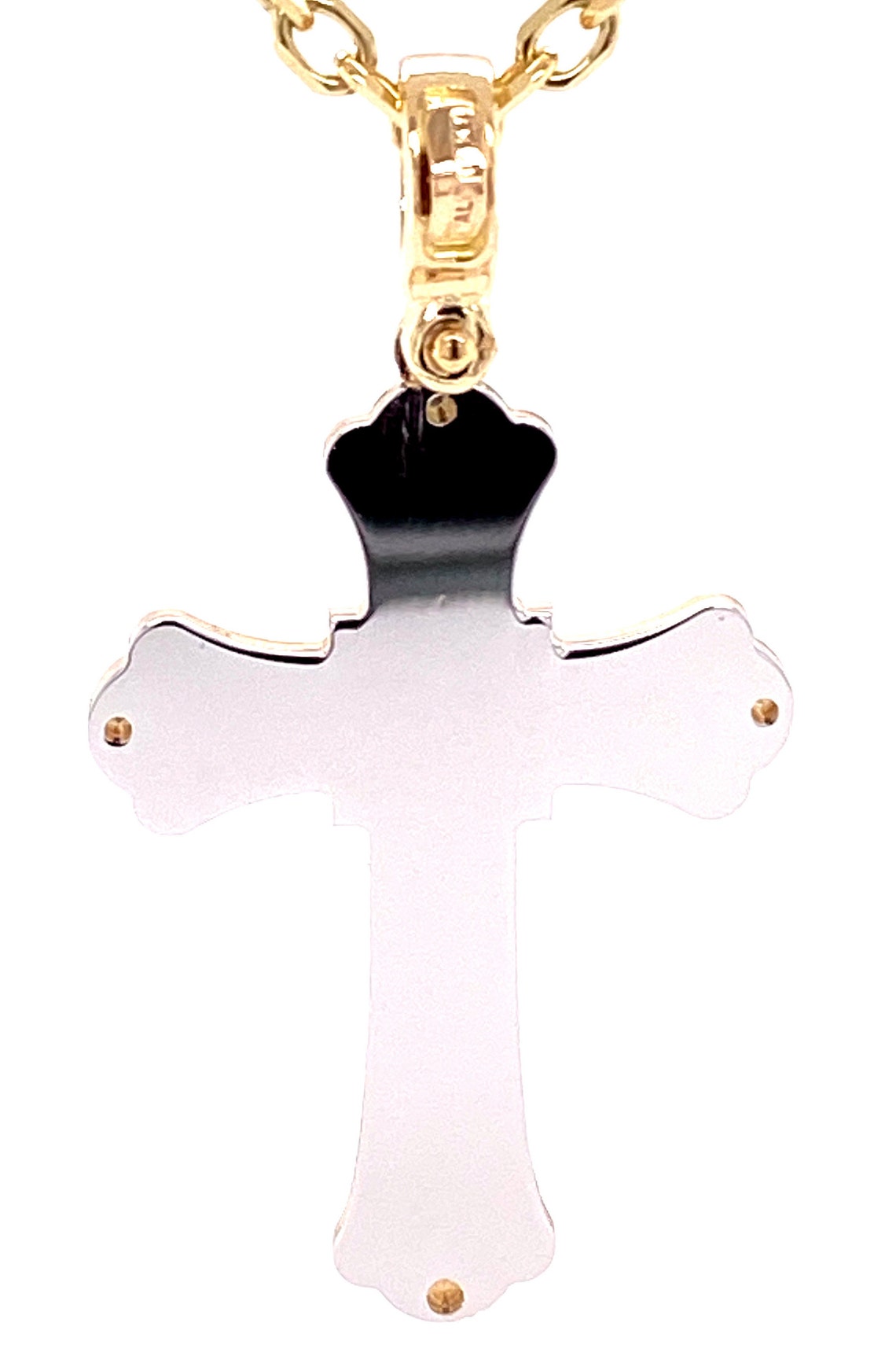 Two Tone Italian Made 14k Solid Gold Cross Pendant Charm | Etsy