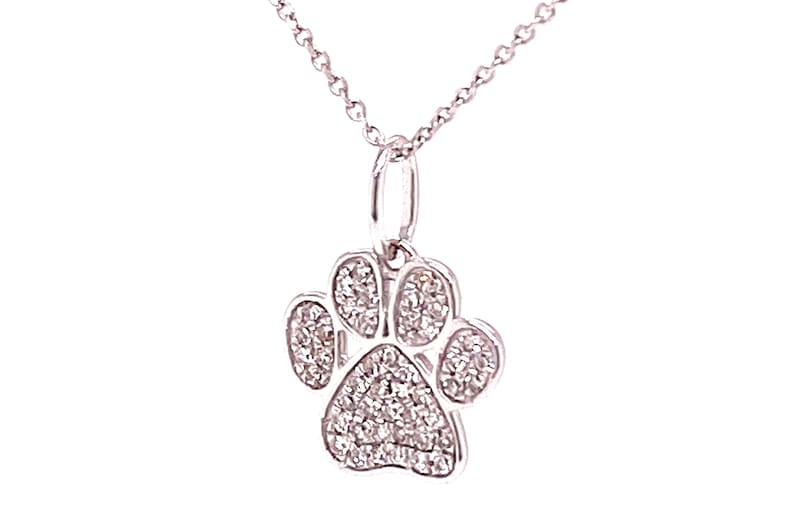14k Diamond Paw Print Diamond Dog Paw Necklace Dog Paw Print - Etsy