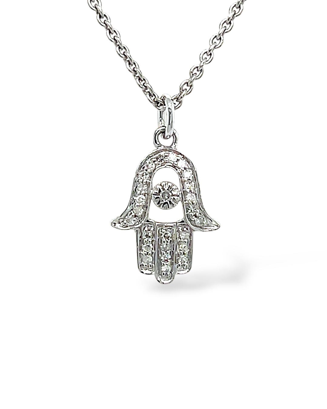14k Elegant Diamond Hamsa Hand / 14k Religious Hamza Hand Diamond ...