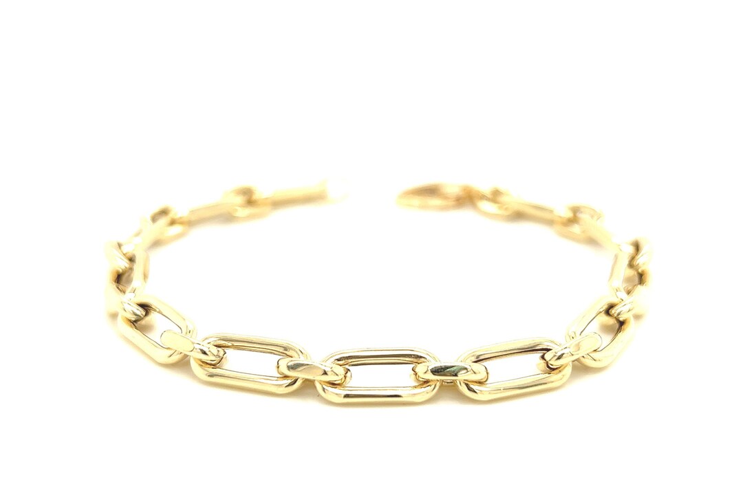 14k Gold Fancy Paperclip Bracelet / 14k Gold Paperclip Anklet / Unique ...