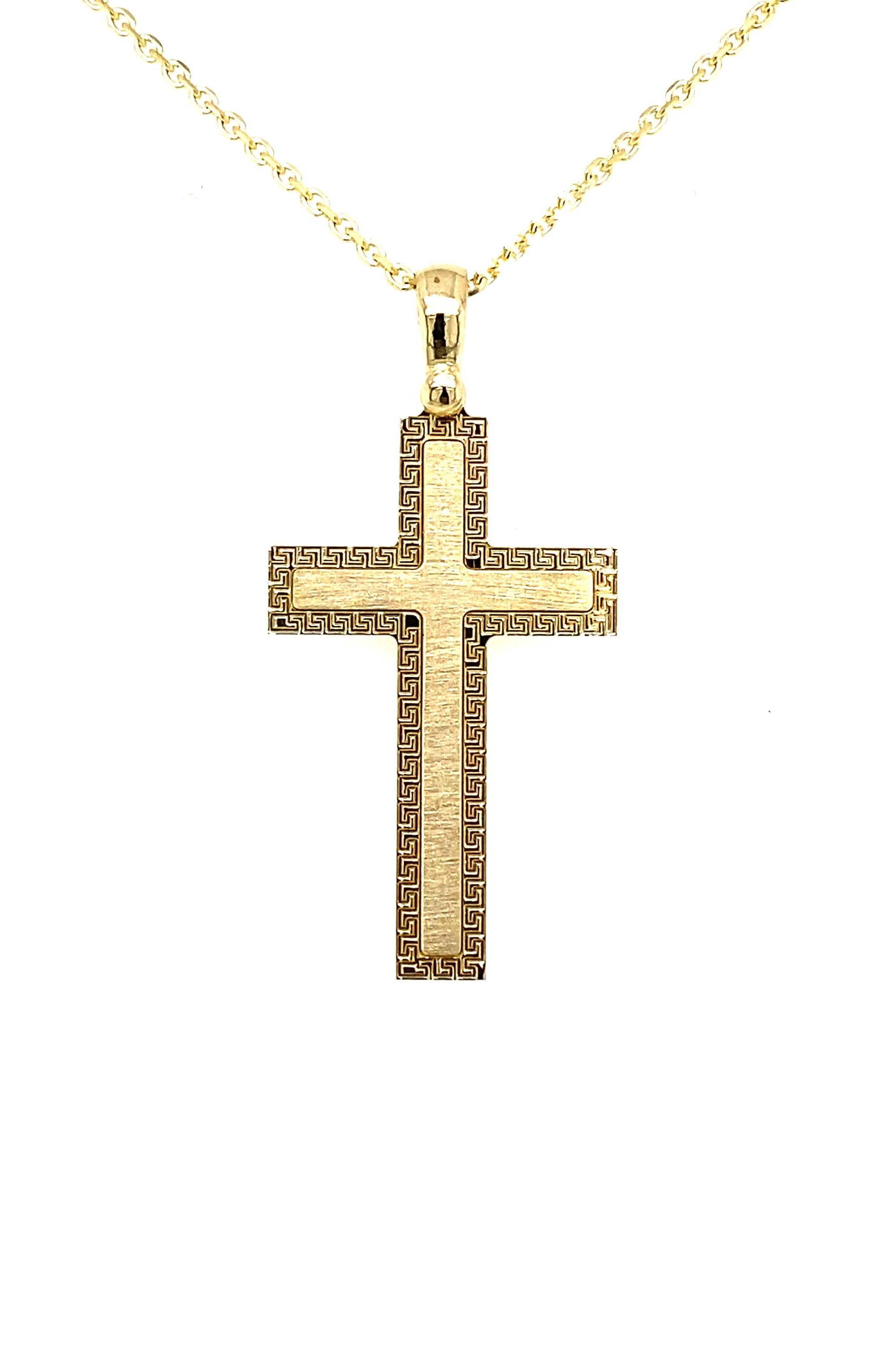 Solid 14k Gold Cross Pendant Necklace / Men's Gold Cross / High Quality ...