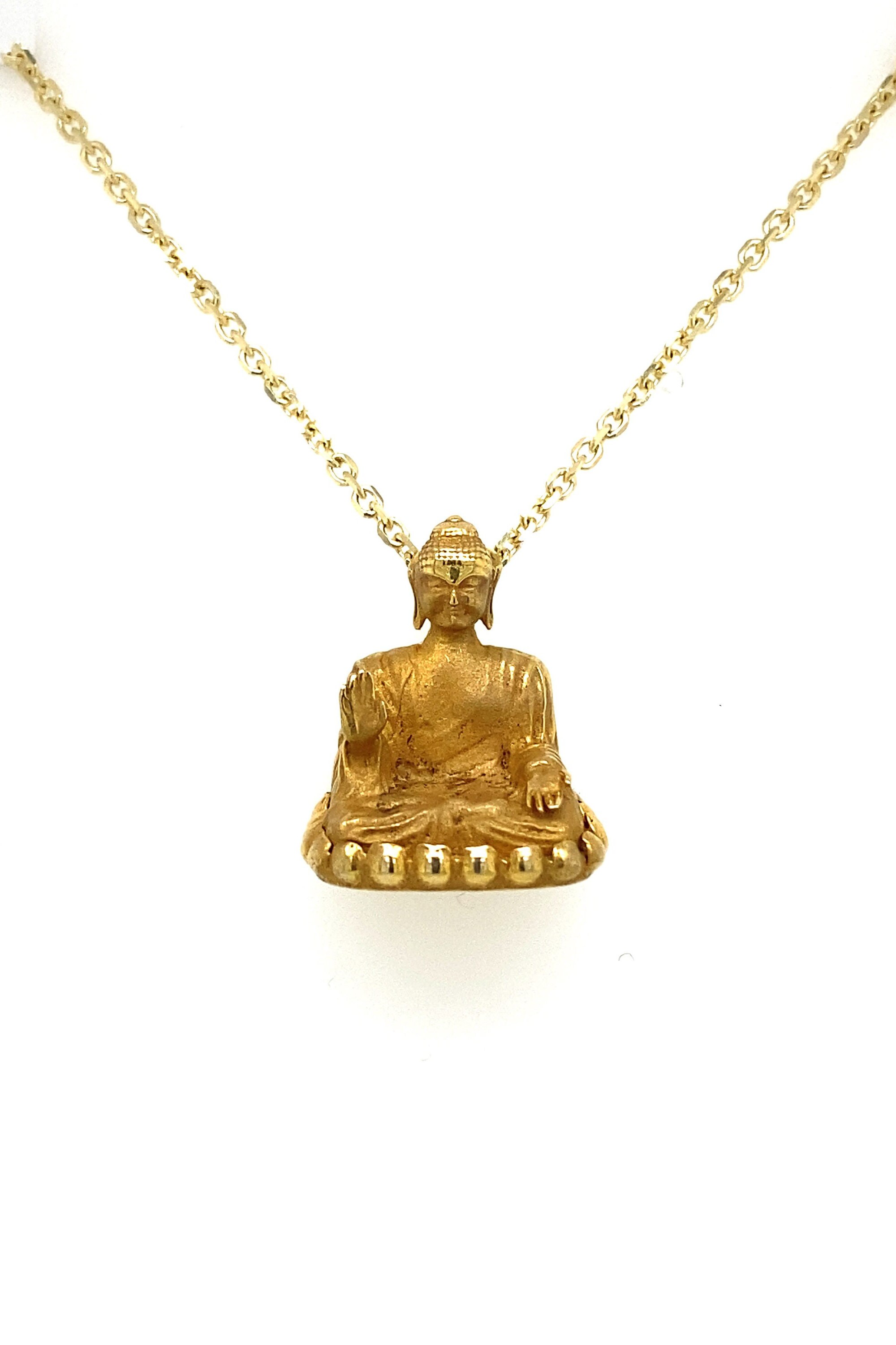 Solid 14k Gold Sitting Buddha / Gold Buddha Charm / Gold Buddha ...