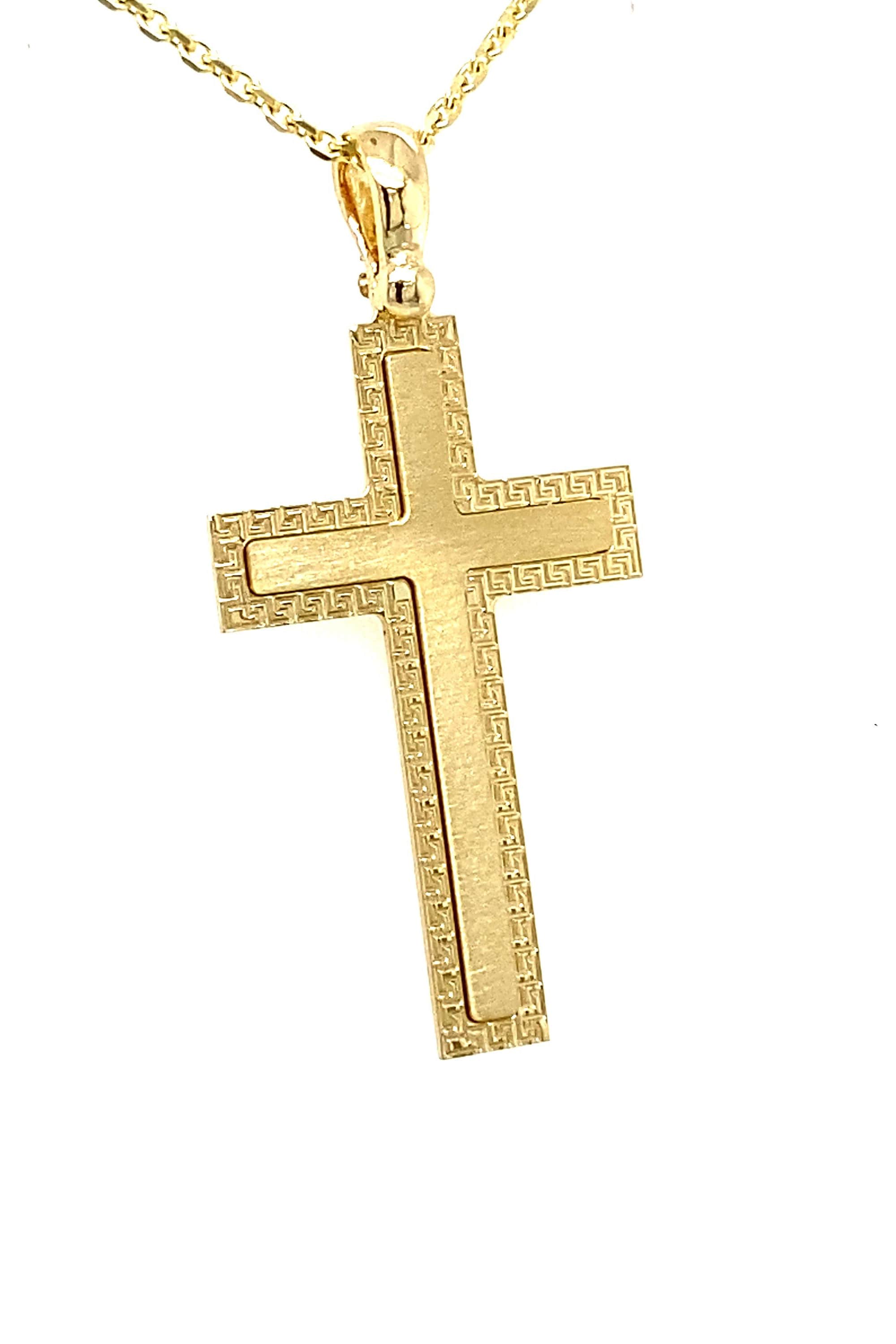 Solid 14k Gold Cross Pendant Necklace / Men's Gold Cross / High Quality ...