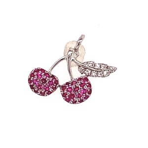 Dainty 14k Gold Cherry Pendant Necklace: Ruby Diamond Charm - Etsy