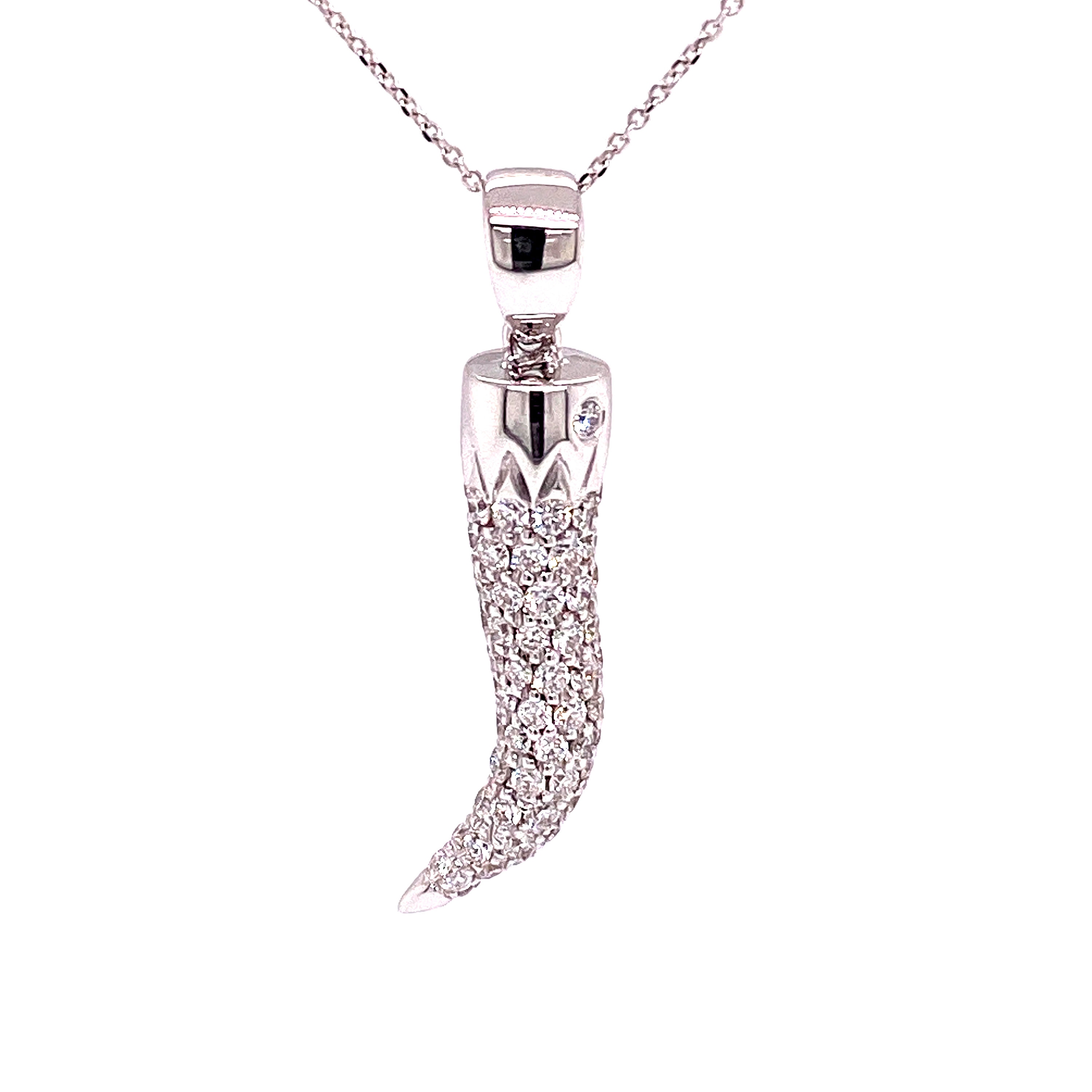 18k White Gold & Diamond Italian Horn cornicello / Perfect Italian Horn ...
