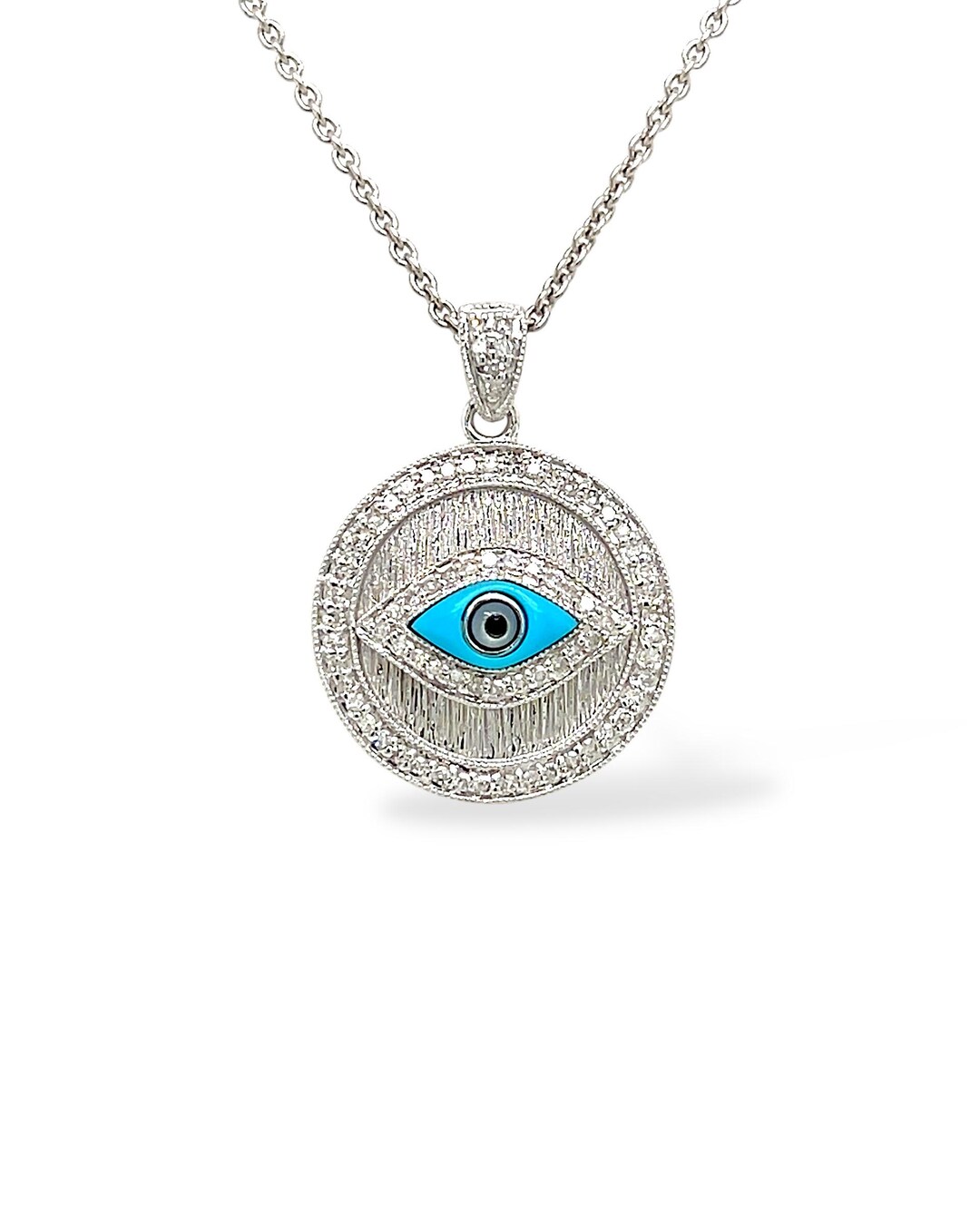 14k Diamond Evil Eye Pendant Charm / 75 Earth Mined Natural Diamonds ...