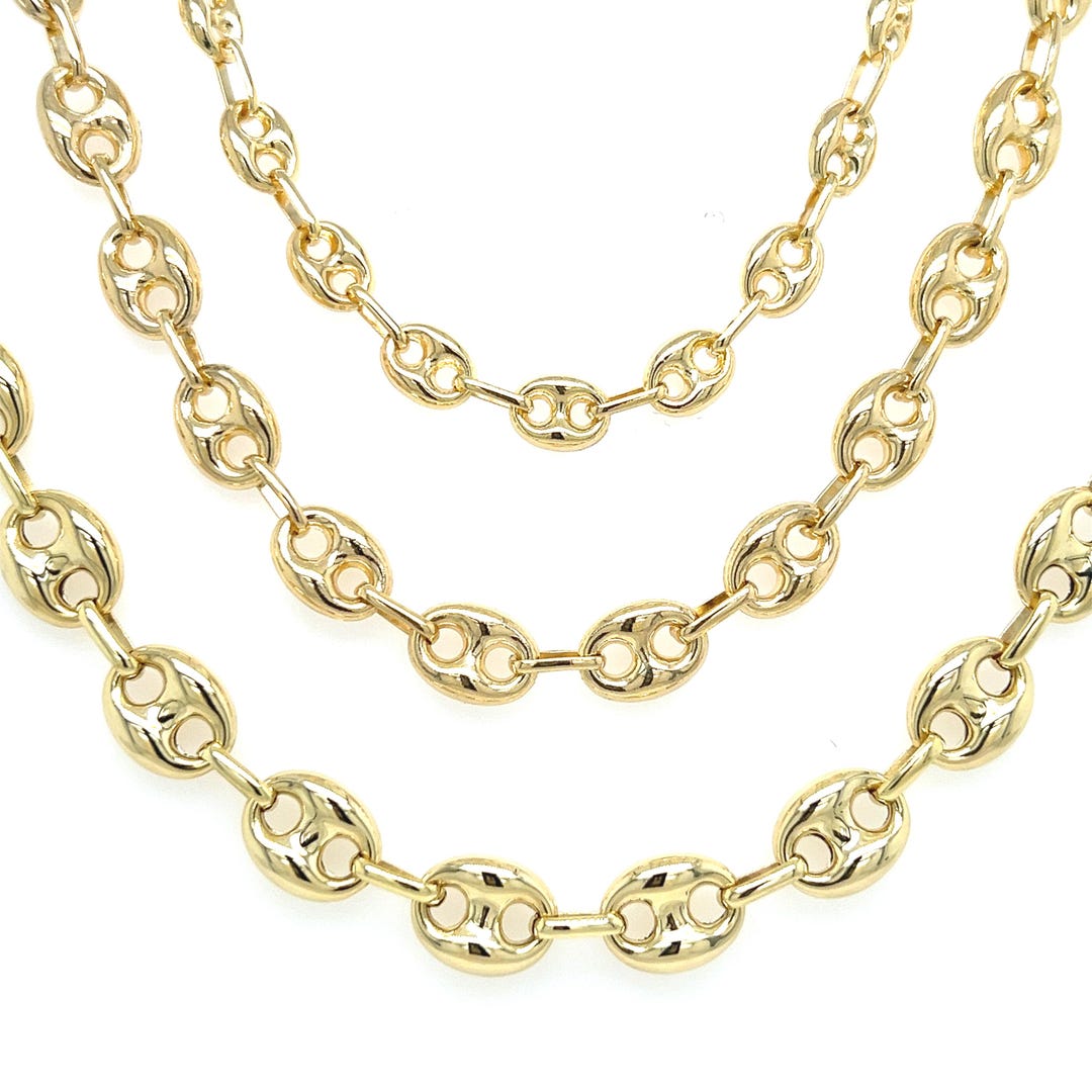 14k Gold Puff Link Chain – 14k Gold Anchor Chain / Mariner Necklace ...