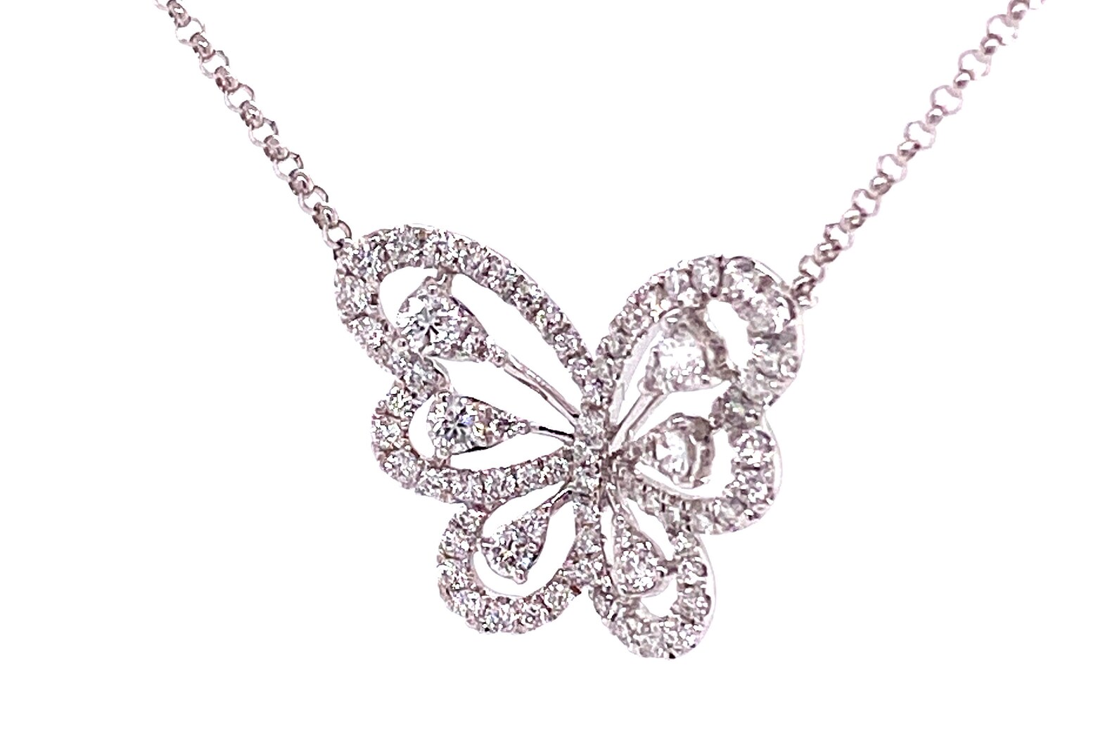 18k Gold Diamond Butterfly Pendant Necklace / Diamond Butterfly Gift ...