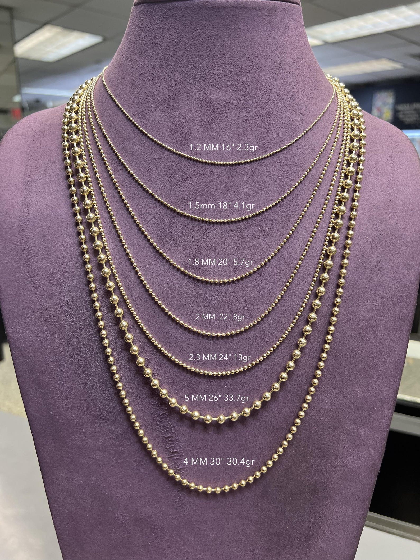 14K Solid Gold Ball Chain / Gold Ball Necklace / Dainty Ball Chain ...